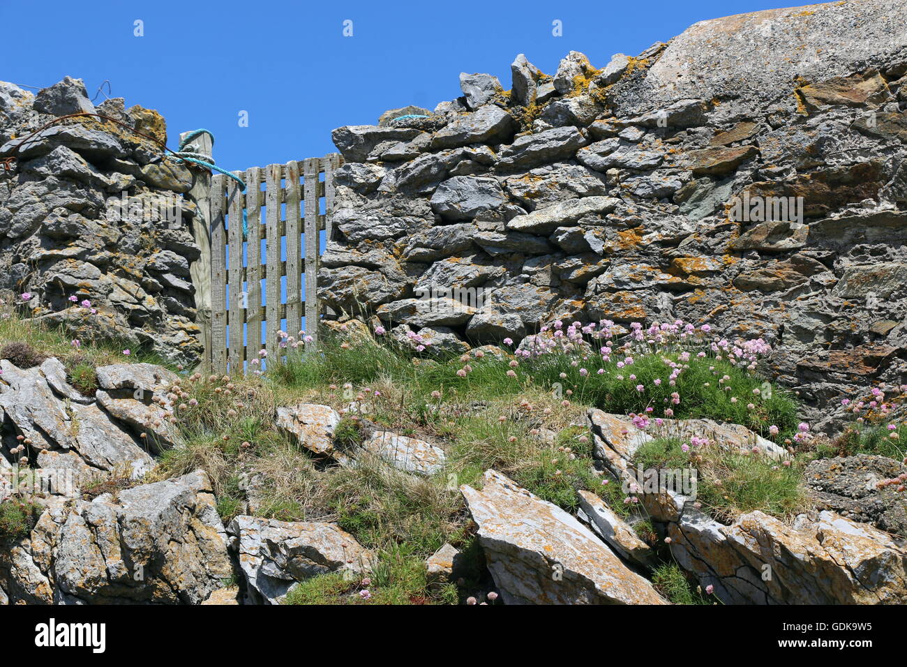 Vieux Mur de pierre avec une porte en bois donne à l'entrée d'un ...