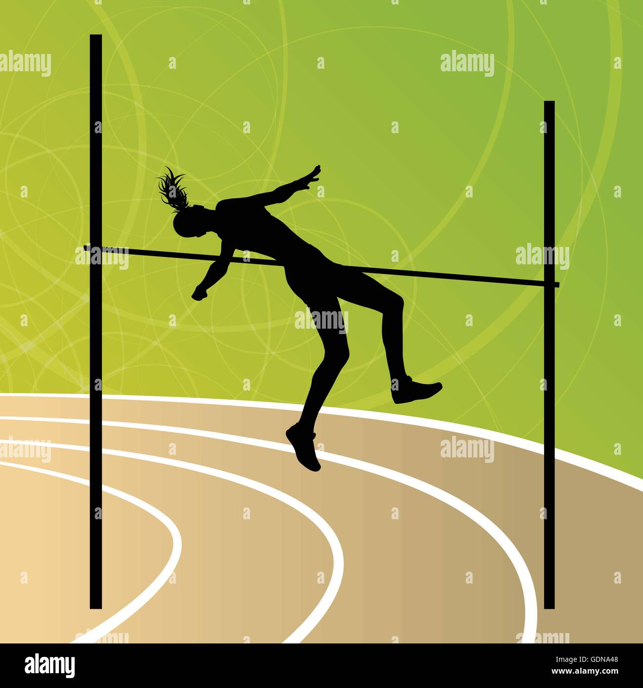 Athlétisme saut en hauteur femme fille active silhouette sport concept ...