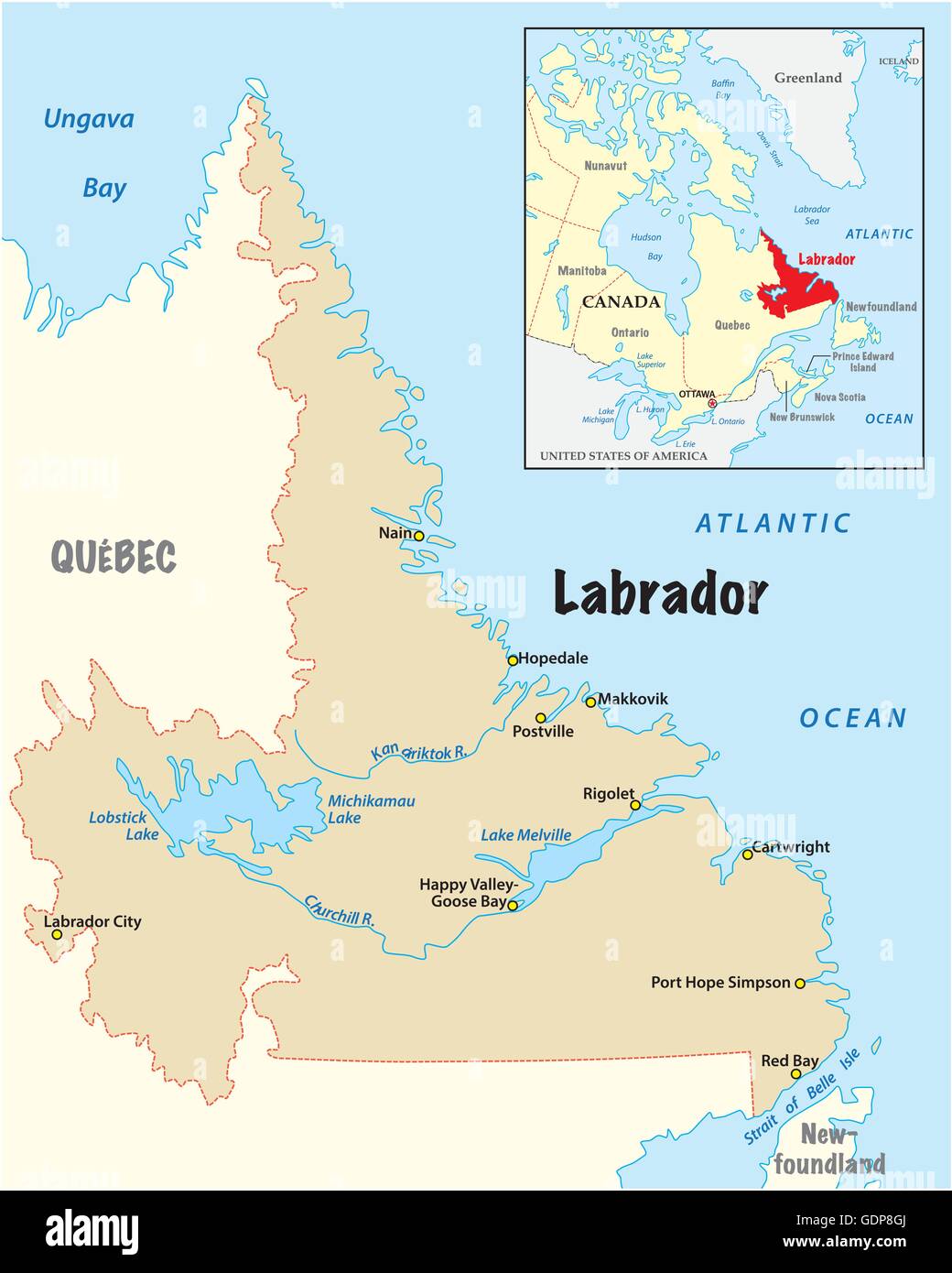 Map of labrador Banque de photographies et d’images à haute résolution ...