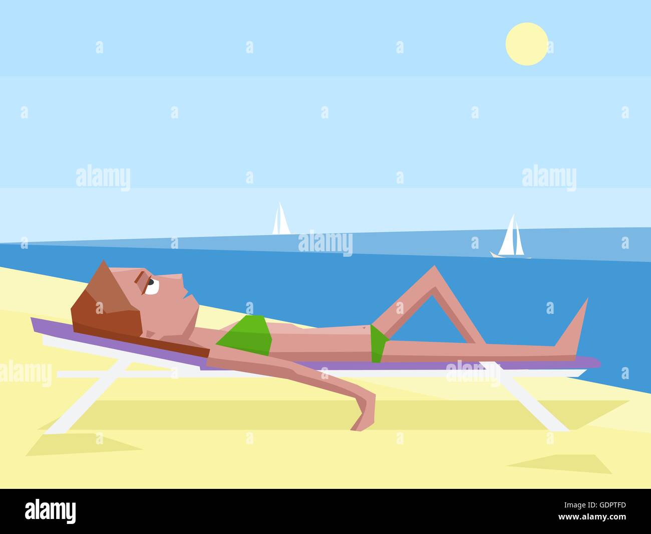 Cartoon Sunbathing Banque d'image et photos - Alamy