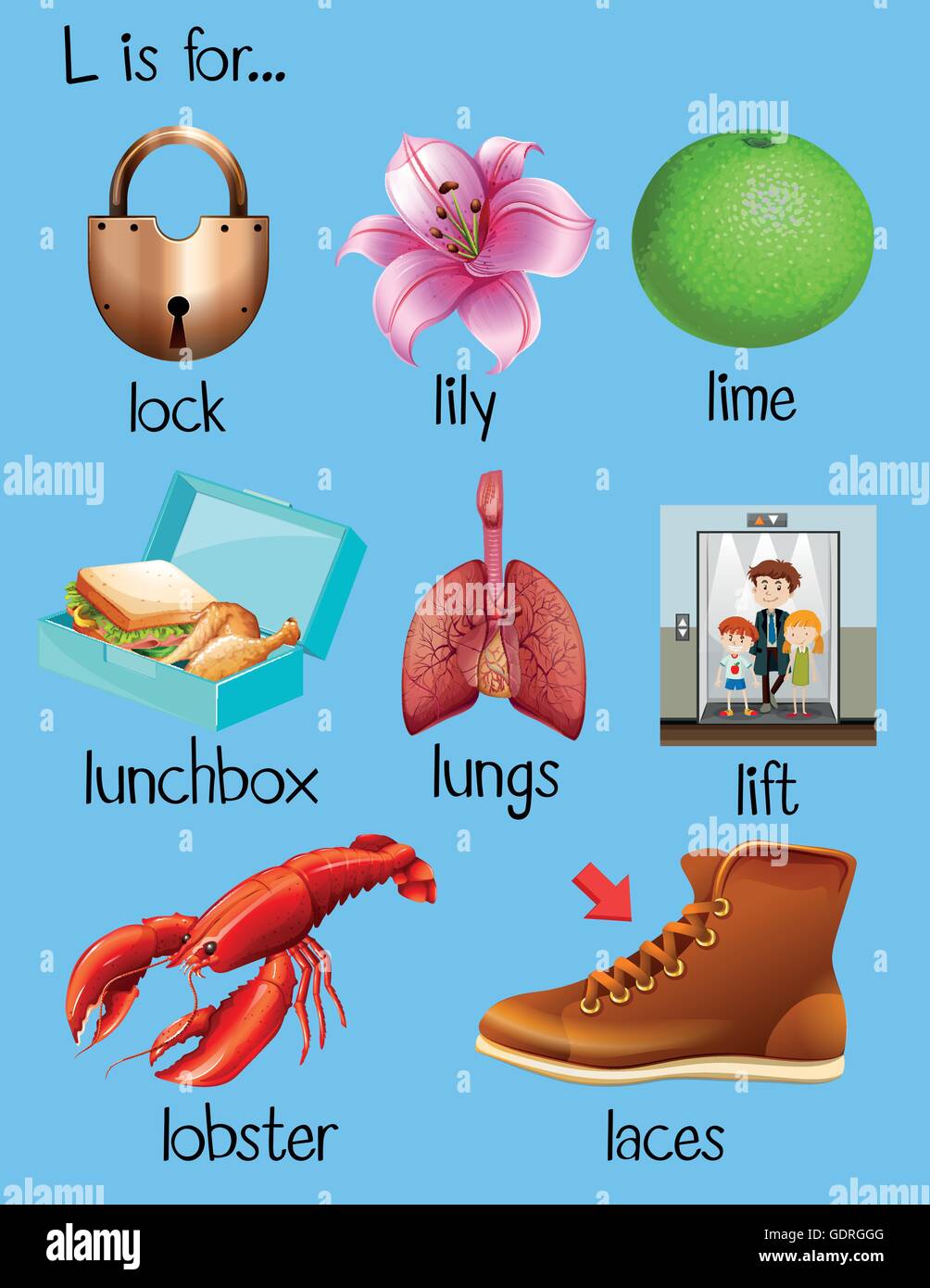 Many words begin letter illustration Banque d'images vectorielles - Alamy