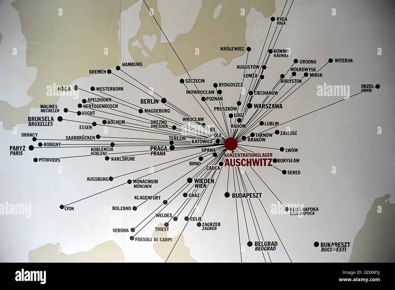 Map of auschwitz birkenau extermination camp Banque de photographies et ...