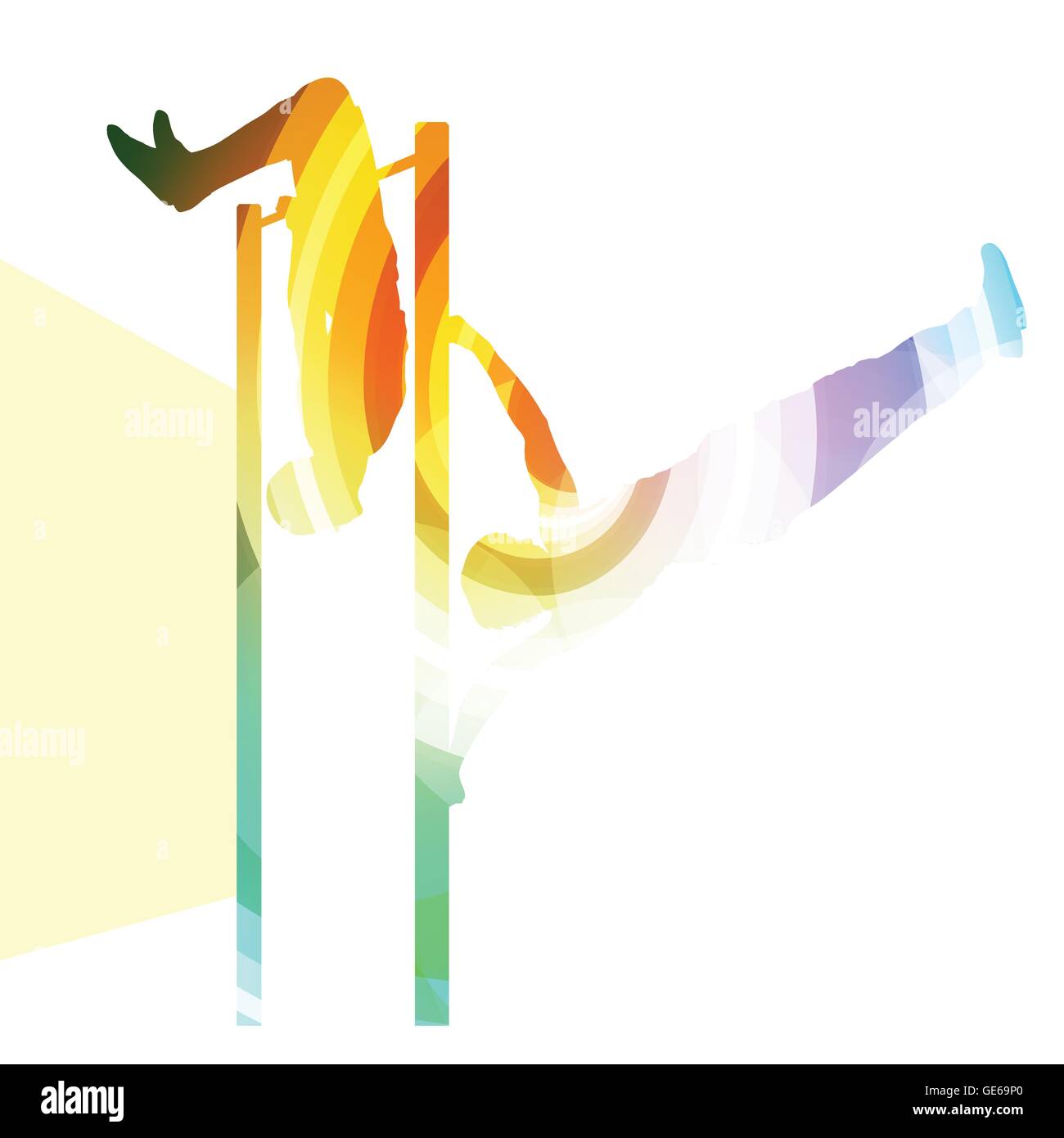 Homme sur pull-up bar fond vecteur illustration silhouette concept ...