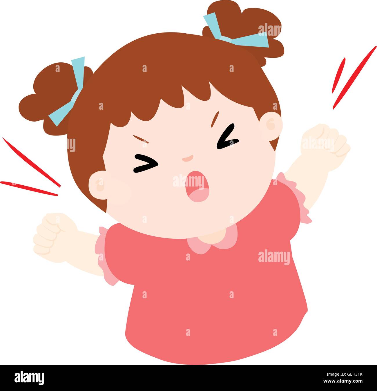 Petite fille très en colère crier cartoon vector Image Vectorielle ...