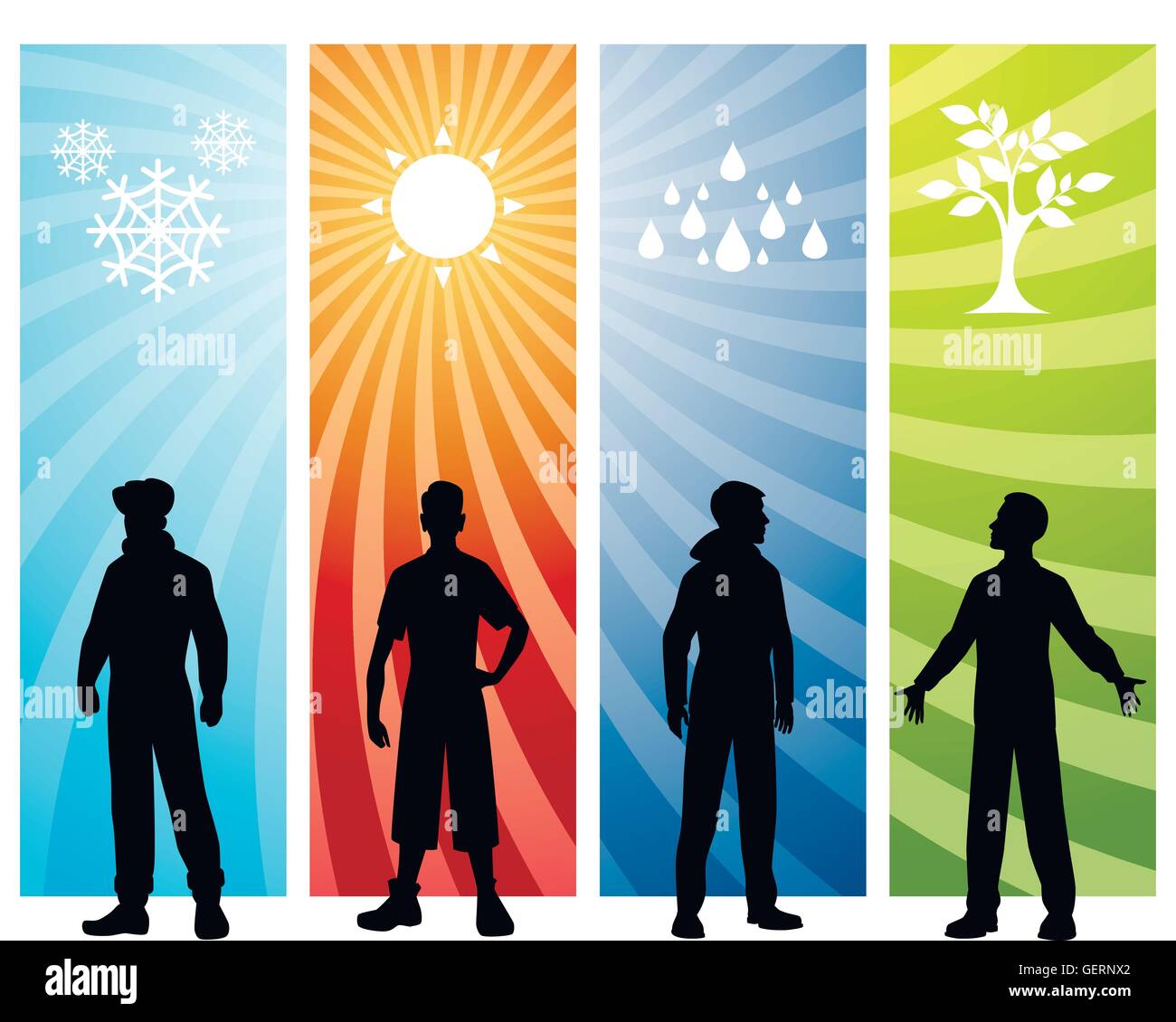 Four Seasons Cartoon Illustration Banque d'images vectorielles - Alamy