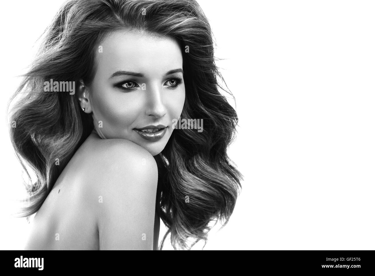 Femme Aux Cheveux Blancs Banque Dimages Noir Et Blanc Alamy