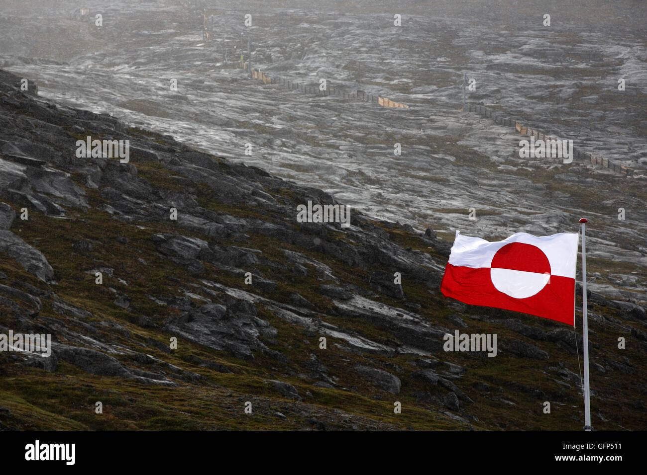 Drapeau du Groenland à Nuuk, Groenland Photo Stock - Alamy