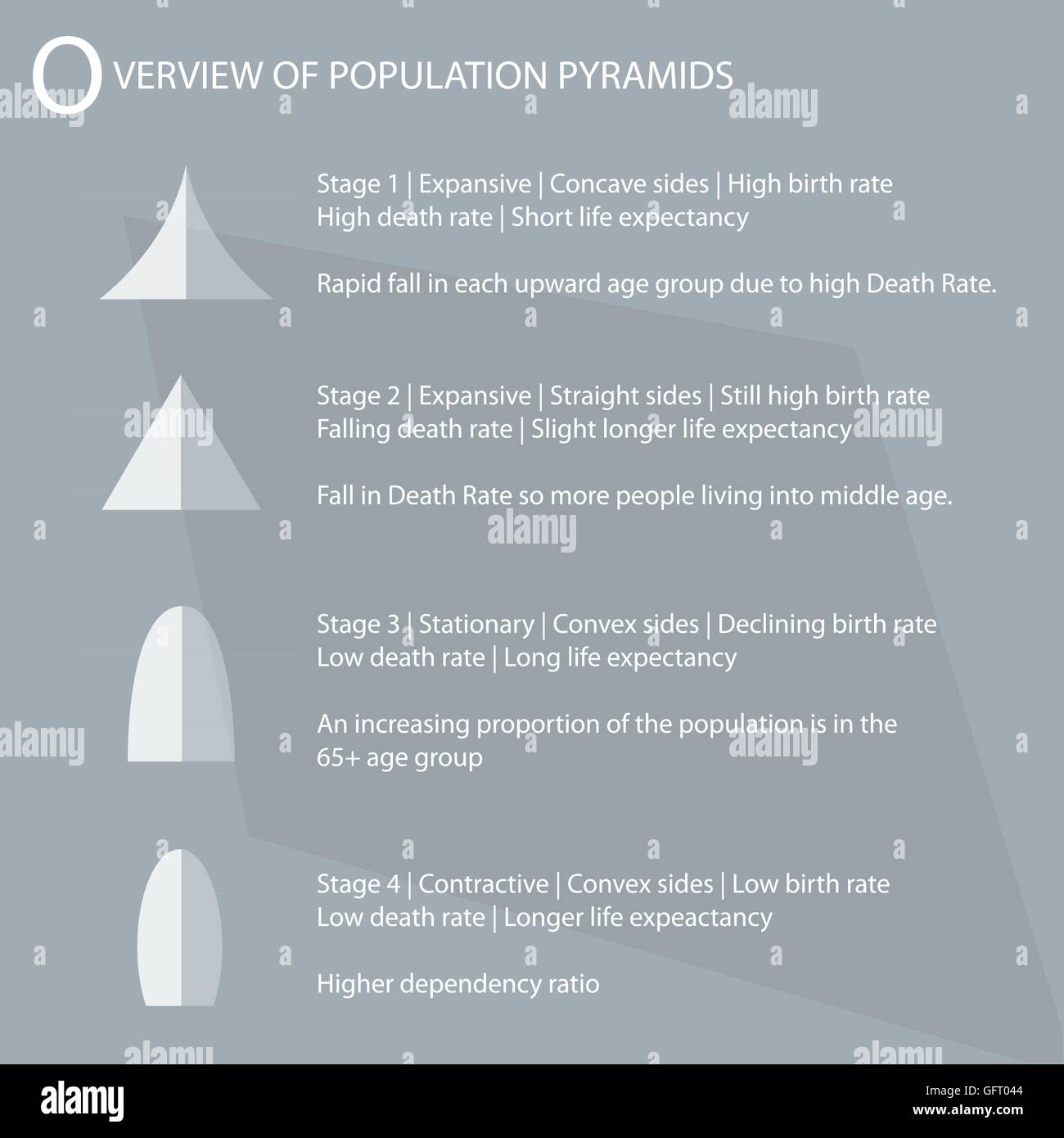 Population Et Démographie Illustration De 4 Types De Pyramides Des âges Ou Graphique Graphique