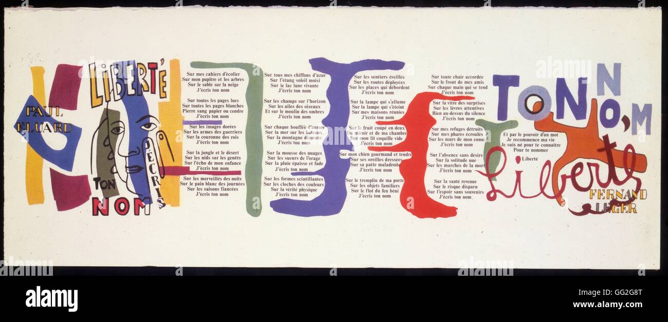 Fernand Léger école française Illustration du poème "Liberté" de Paul ...
