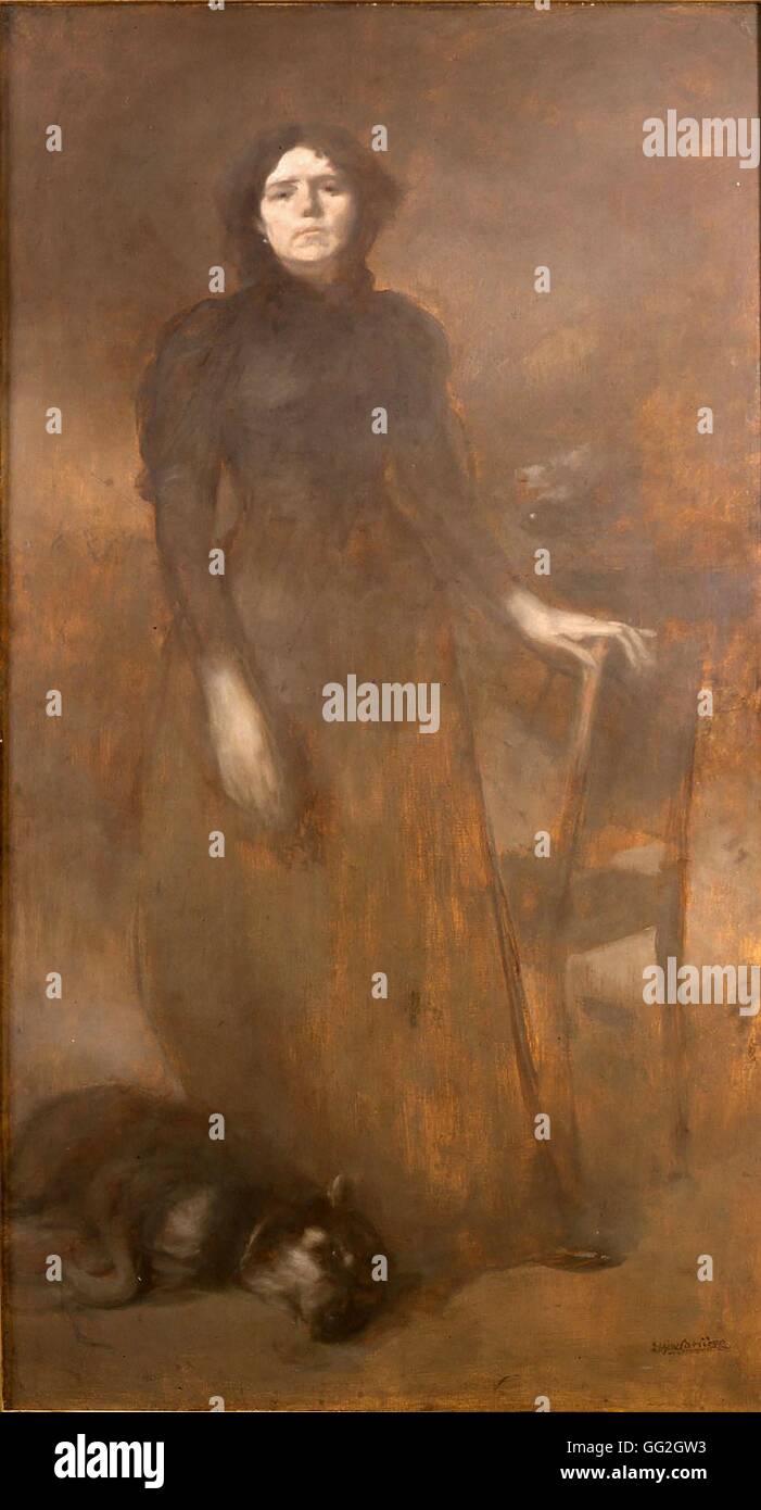 Eugène Carrière école française Madame Carrière et son chien Farot 1895 ...