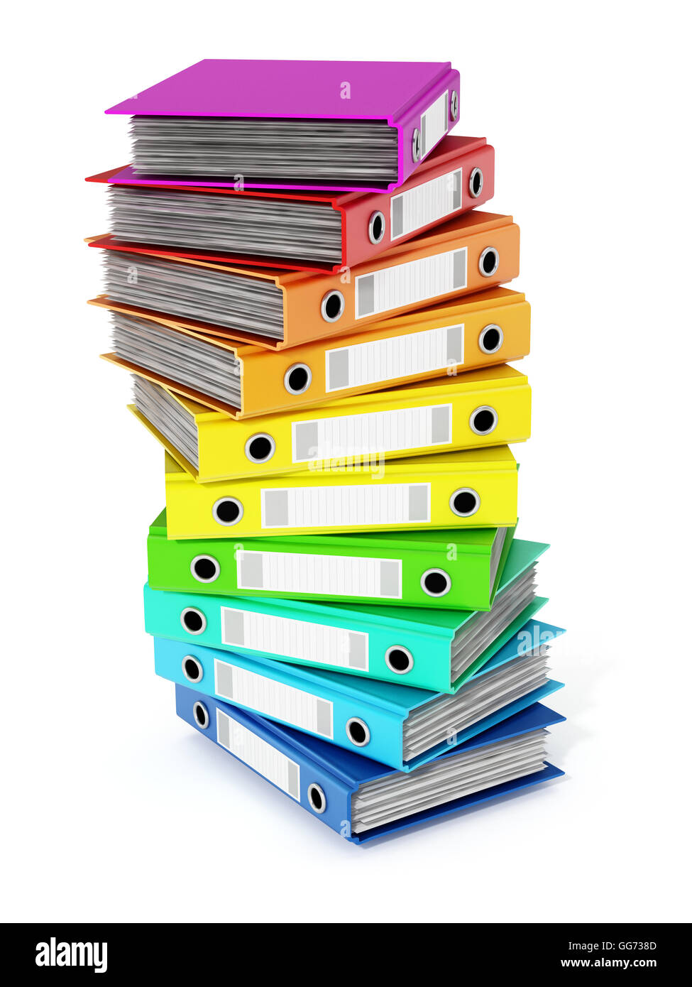 La pile de dossiers multicolores isolé sur fond blanc. 3D illustration Photo Stock - Alamy