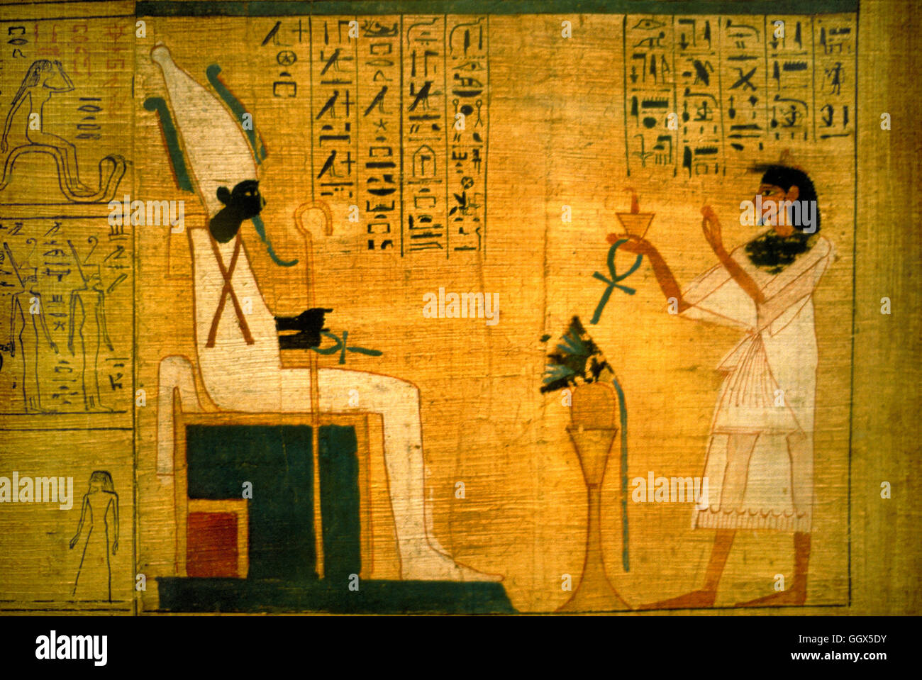 Une page du Livre des morts égyptien sur papyrus, trouvé dans la tombe ...