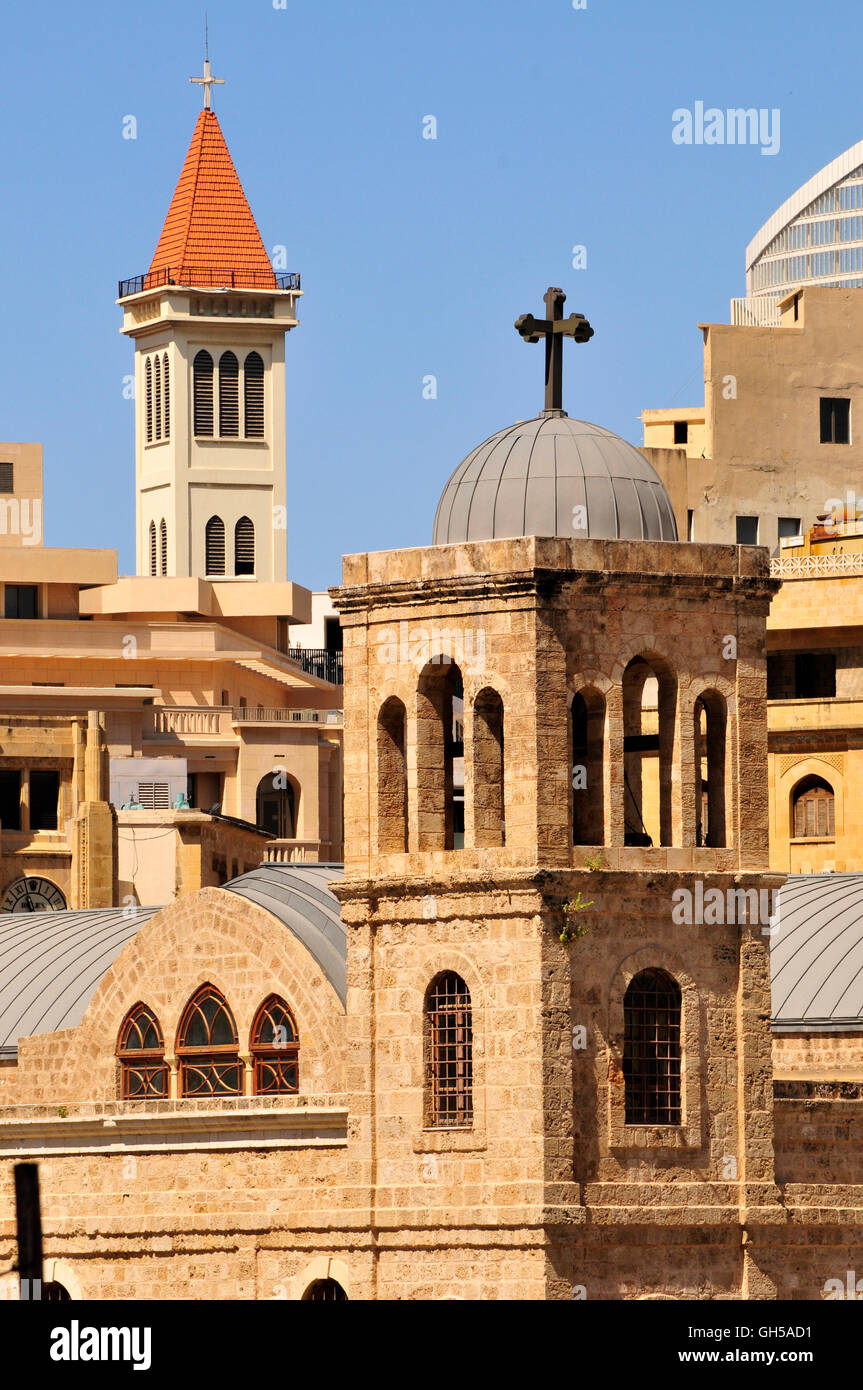 Géographie / billet, le Liban, la tour de l'Église orthodoxe grecque St ...