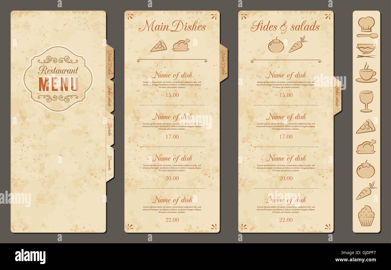 Un modèle de menu Restaurant classique avec de belles icônes ...