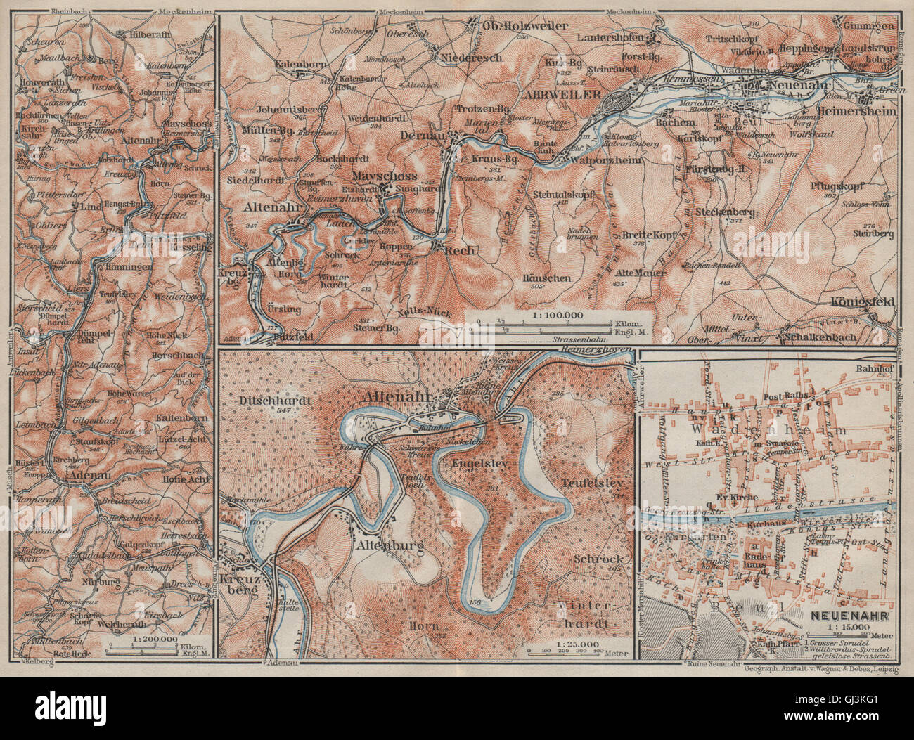 AHRTAL. NEUENAHR ville ville stadtplan. Adenauer Bach. Altenahr ...
