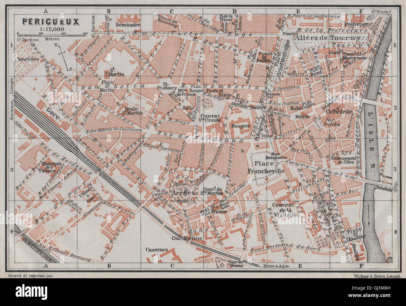 Périgueux PÉRIGUEUX ville antique plan de ville de la ville. Dordogne ...