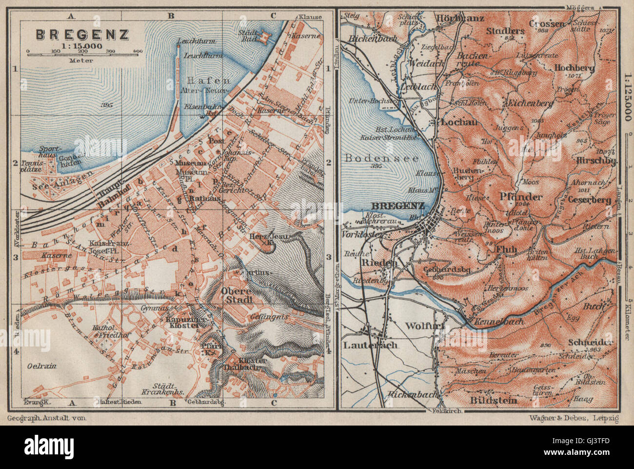 La ville de Bregenz City stadtplan et ses environs. Österreich Autriche ...