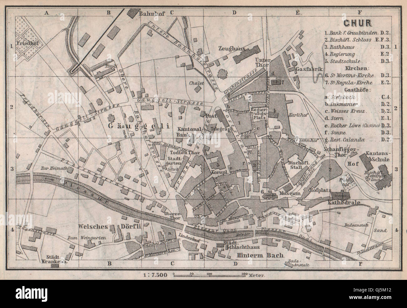 COIRE / Chur. Chur. town city stadtplan. Switzerland Suisse Schweiz ...