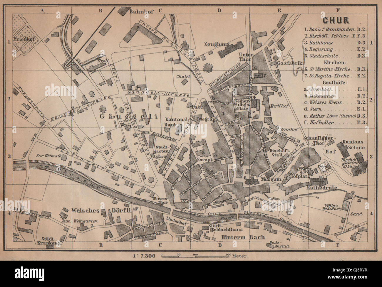 COIRE / Chur. Chur. town city stadtplan. Switzerland Suisse Schweiz ...