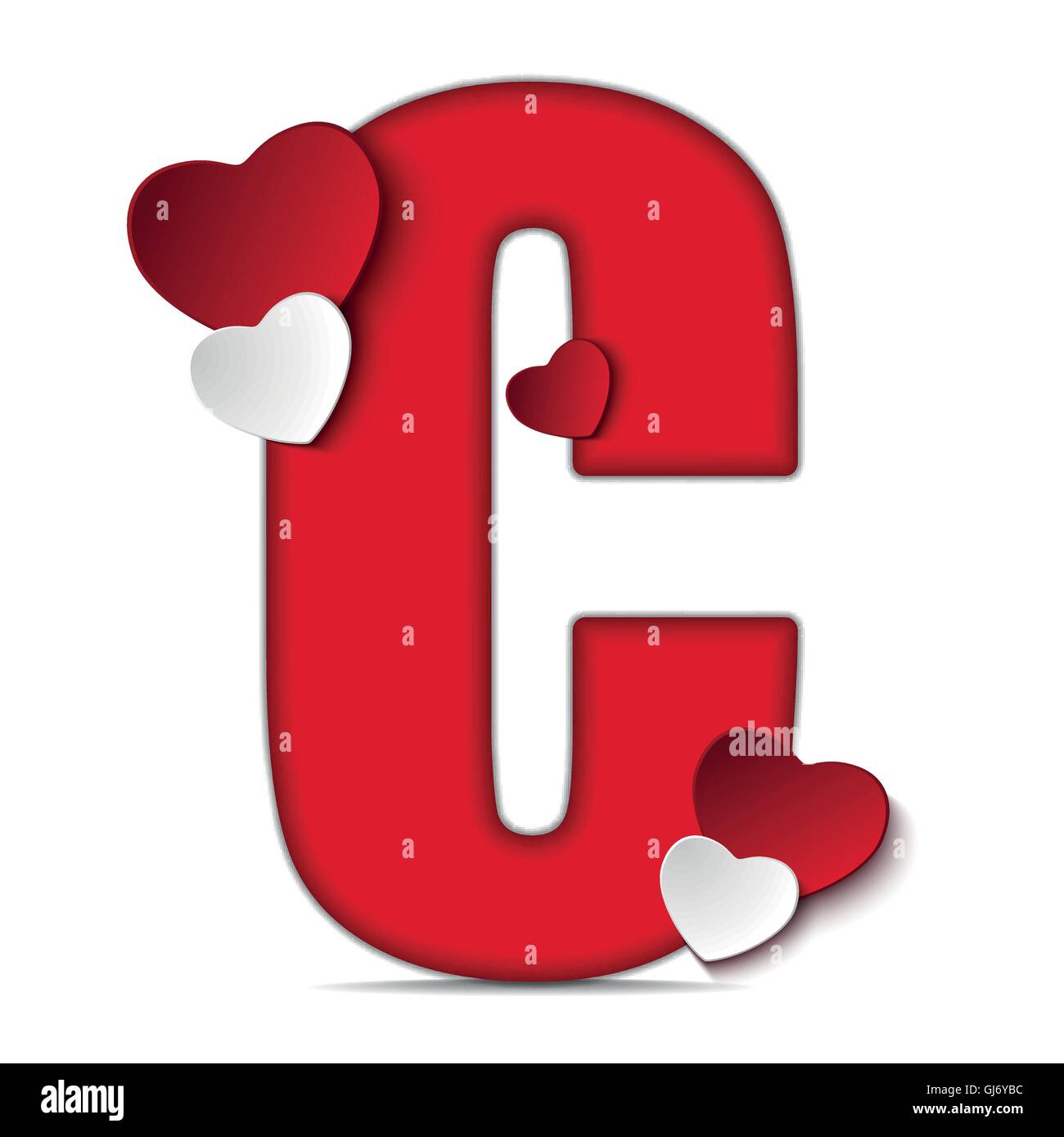 Lettres Alphabet avec Coeur Rouge Saint Valentin Image Vectorielle ...