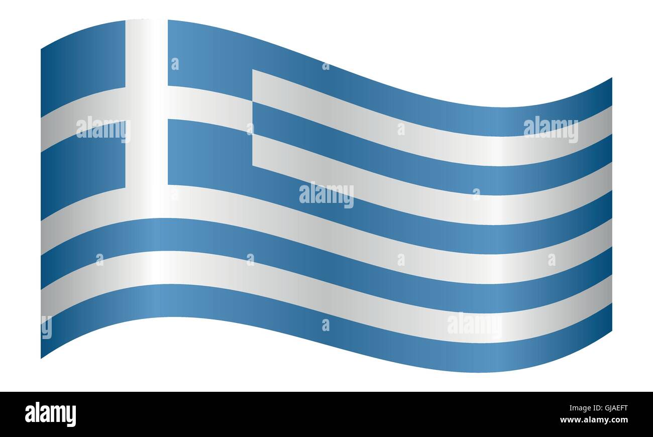 Drapeau de la Grèce en agitant sur fond blanc. Drapeau national grec ...