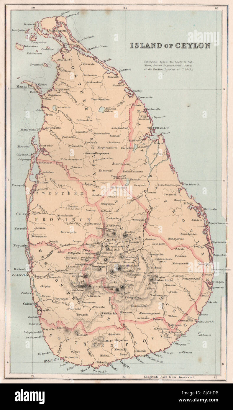 Map ceylon sri lanka 19th Banque de photographies et d’images à haute ...