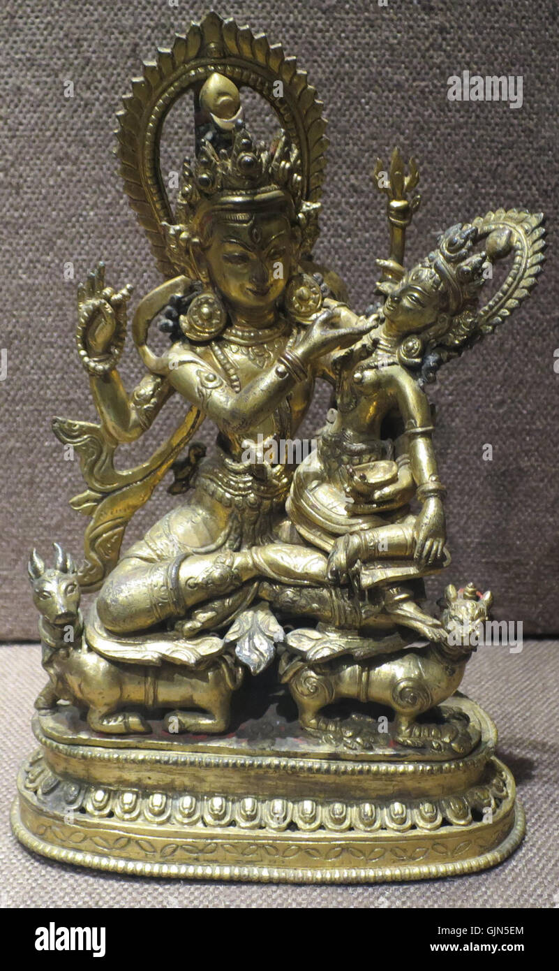 Shiva et Parvati est une sculpture népalaise en bronze doré des années ...