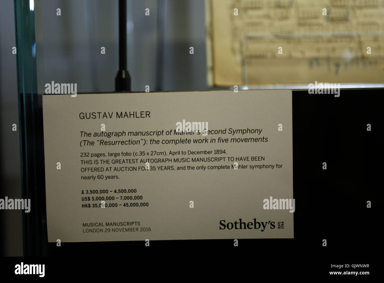 Mahler manuscript Banque de photographies et d’images à haute ...