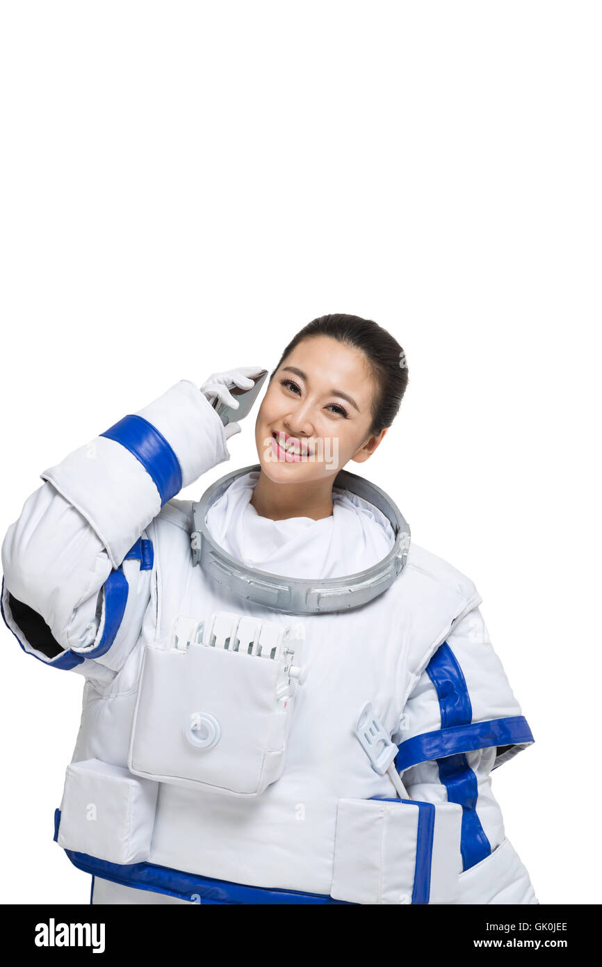 Female astronaut téléphone Banque de photographies et d’images à haute ...