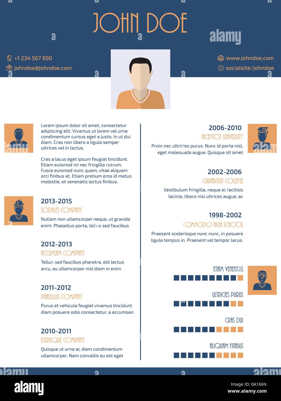 Resume cv curriculum vitae template Banque d'images vectorielles - Page ...