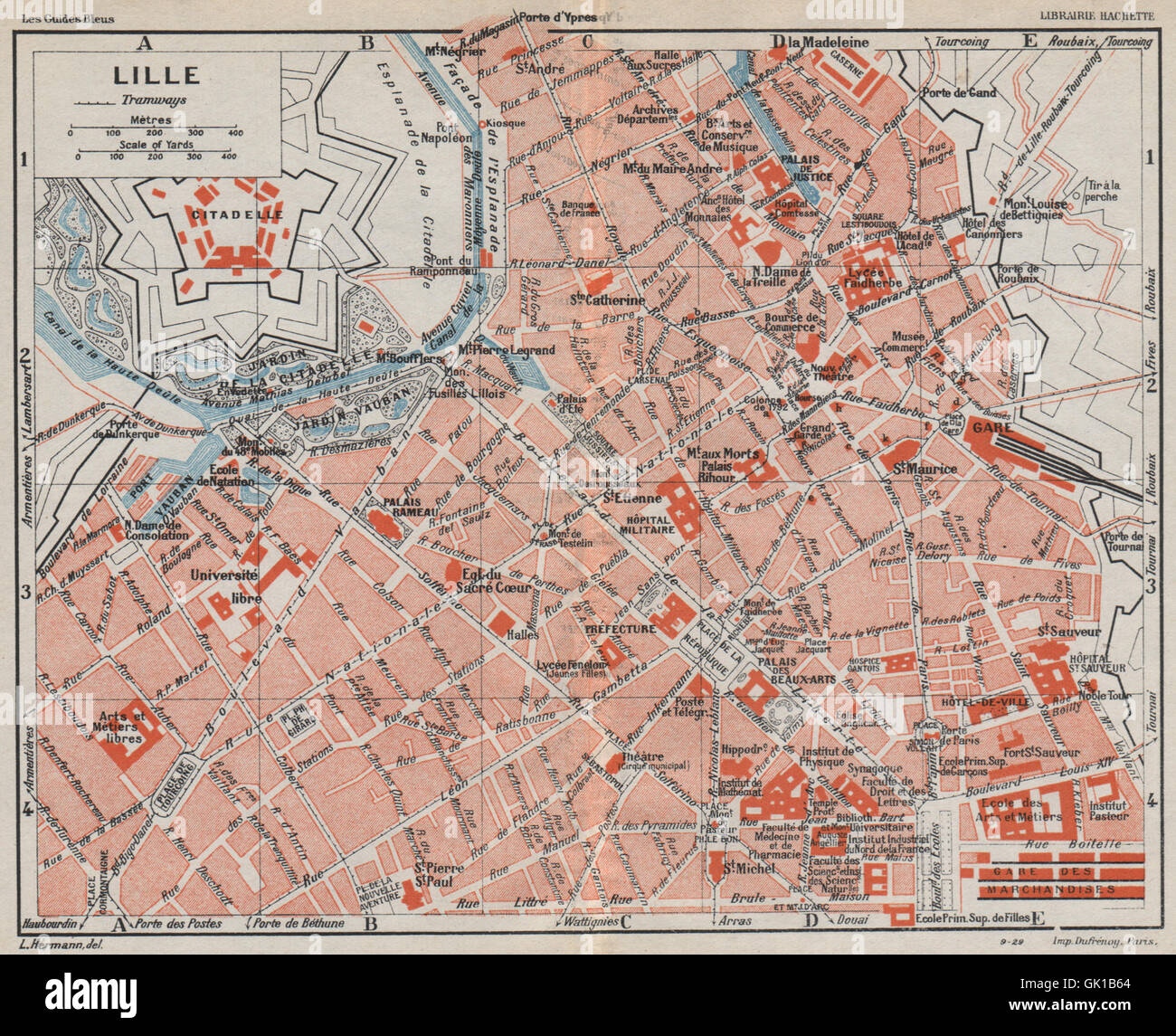 LILLE. Plan Plan de la ville ville vintage. Nord, 1930 Photo Stock - Alamy