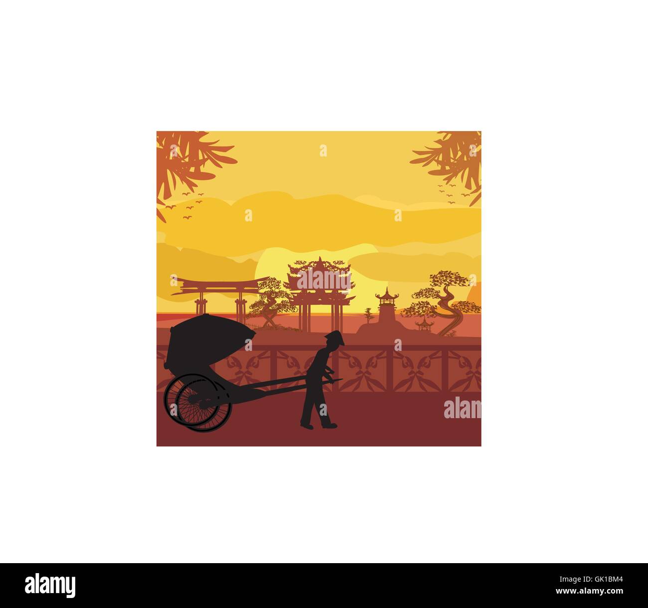 Pousse pousse traditionnel Banque d'images vectorielles - Alamy