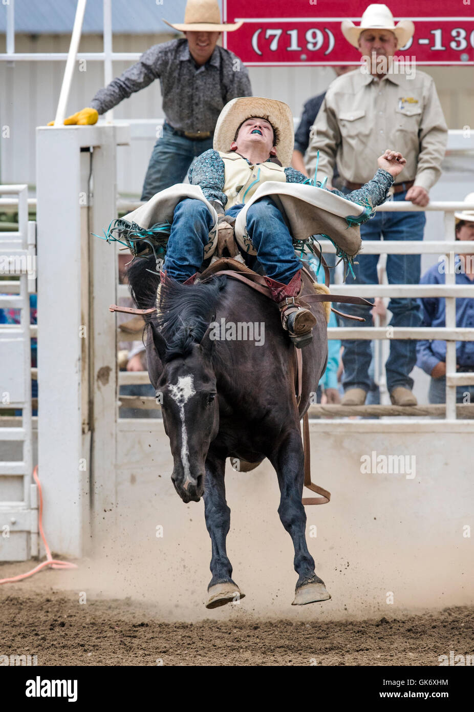 Rodeo Cowboy à cheval un cheval de selle, de la concurrence, la monte ...