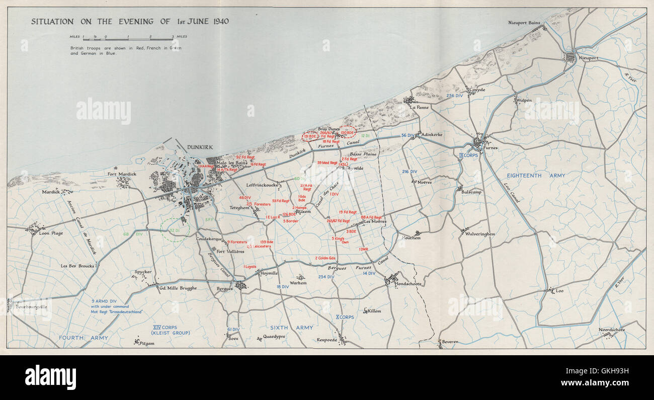 Évacuation de Dunkerque. 1 juin 1940 postes de troupes. L'Opération ...