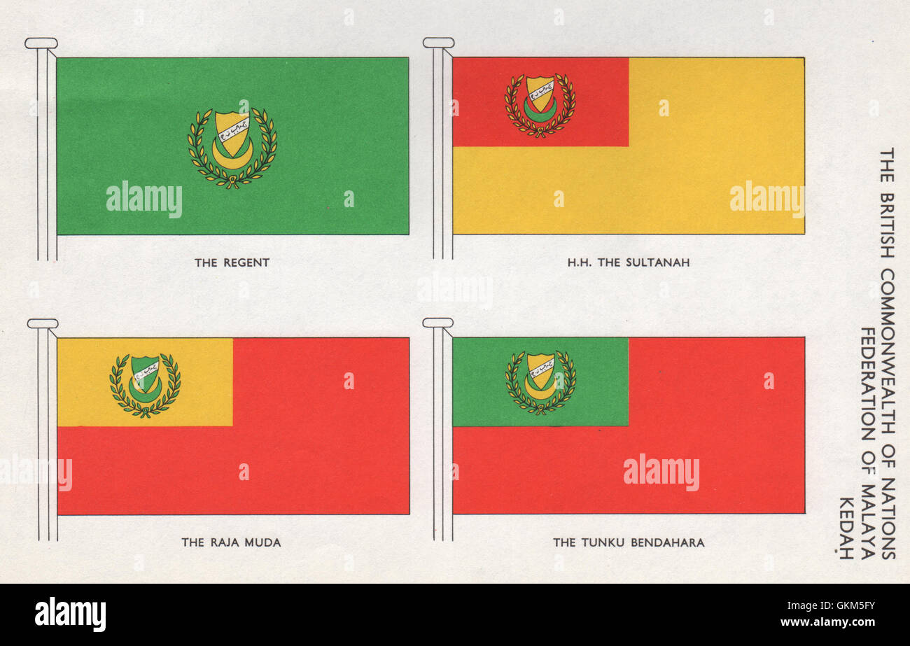 Fédération MALAYA KEDAH DRAPEAUX. Regent. Sultanah. Raja Muda. 1958 ...