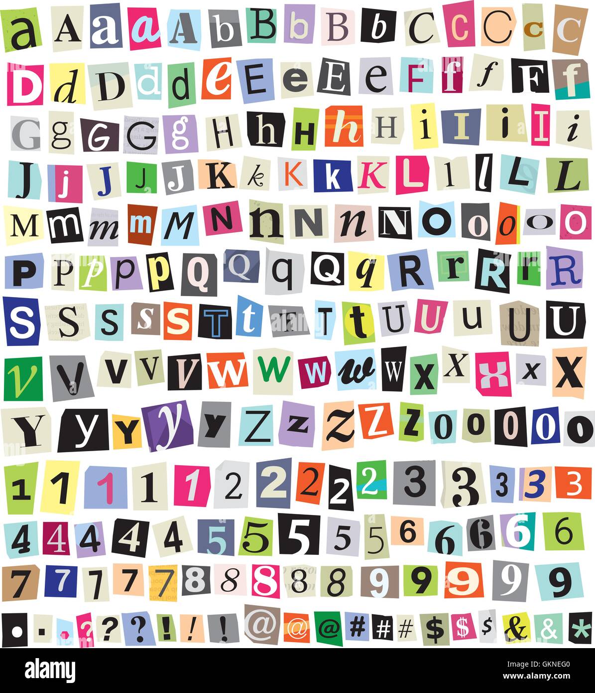 Newspaper magazine alphabet letters numbers Banque d'images ...
