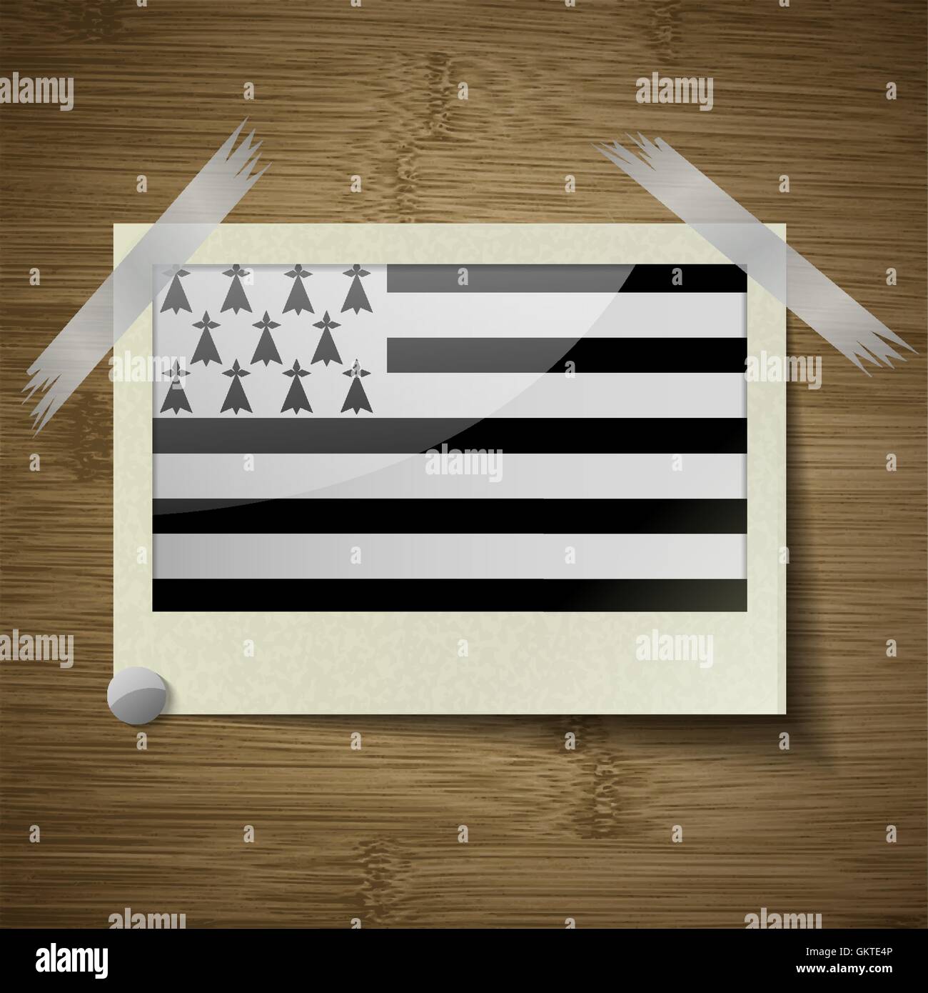 Drapeaux Bretagne au cadre sur la texture en bois. Vector Image ...