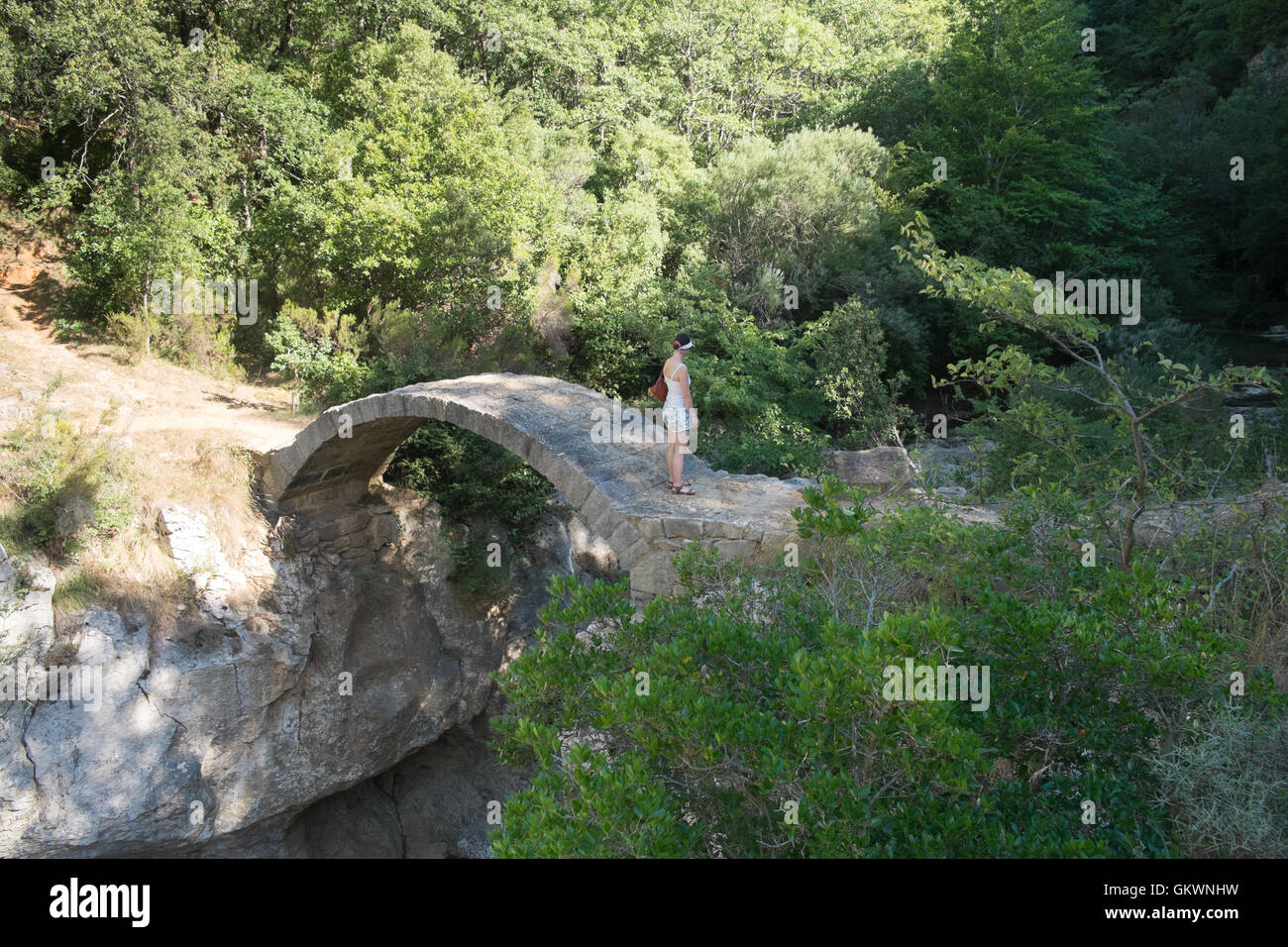 Arched roman bridge design shape in countryside near bugarach Banque de ...