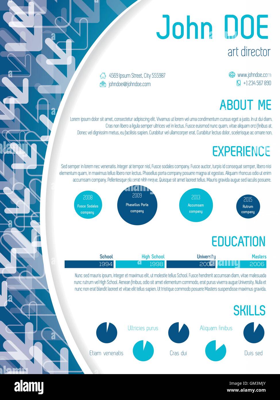 Cool Curriculum Vitae Resume Design Banque d'images vectorielles - Alamy
