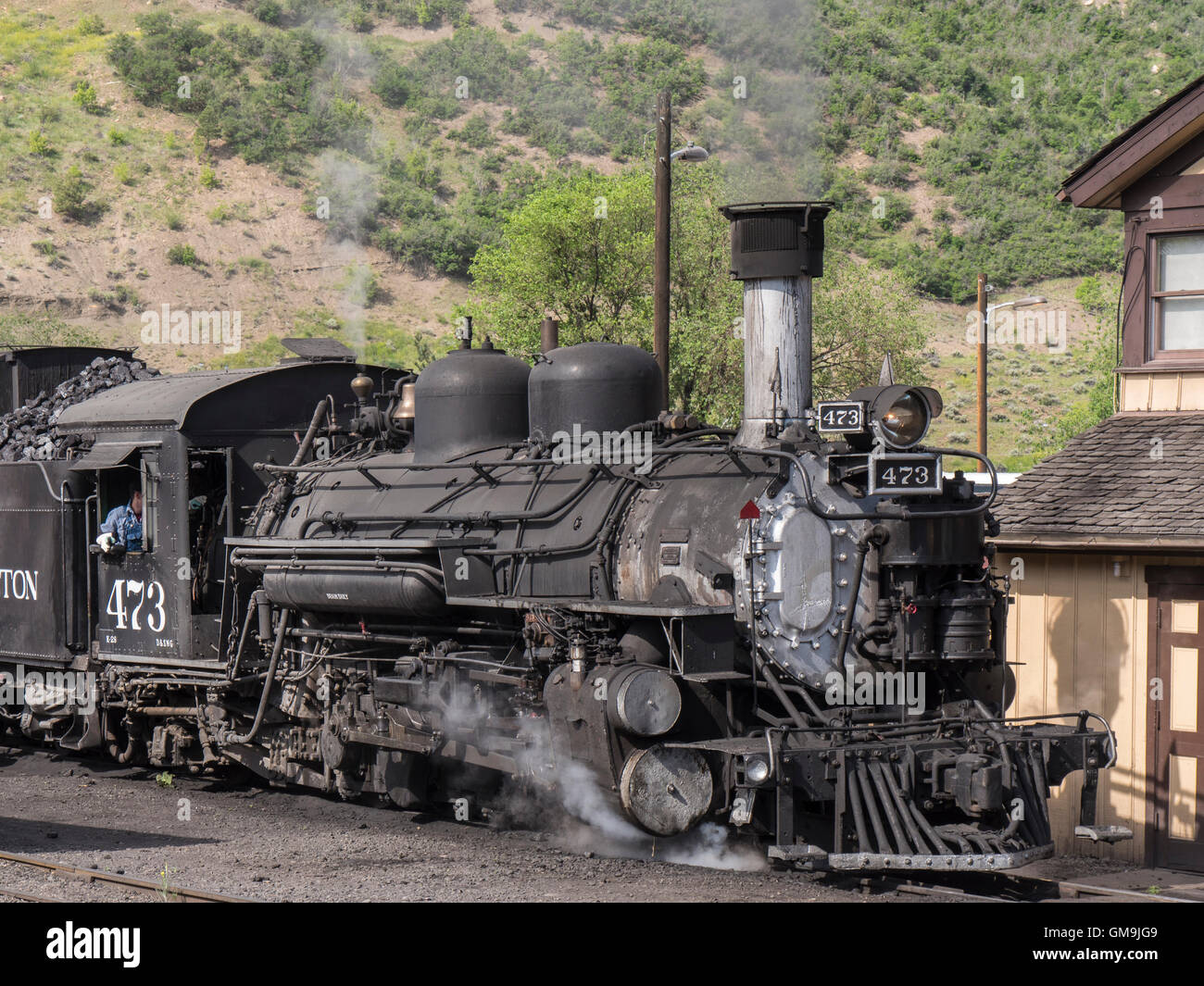 Durango & Silverton Narrow Gauge locomotive 473 à la station, Durango ...