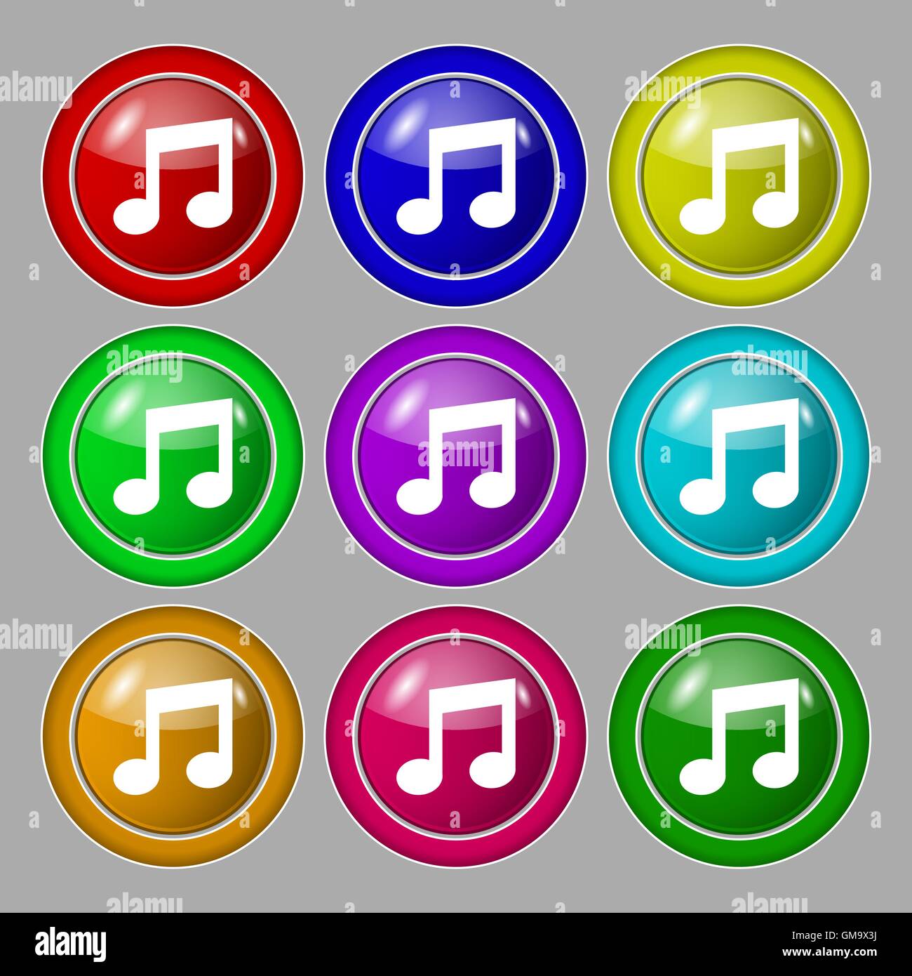 Icône de signe la note de musique. Symbole musical. Symbole sur neuf ...