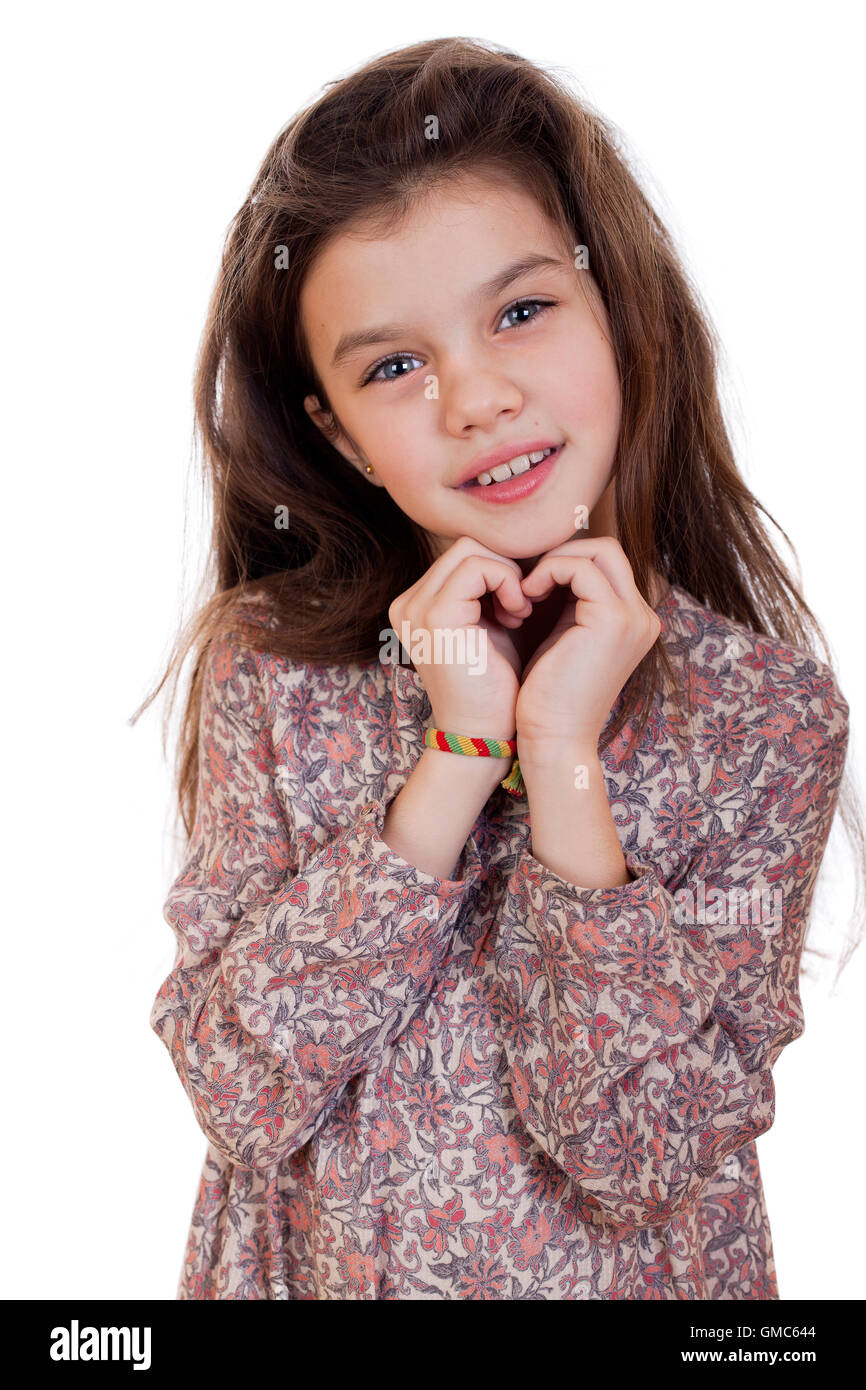 Portrait de belle petite fille, studio sur fond blanc Photo Stock - Alamy