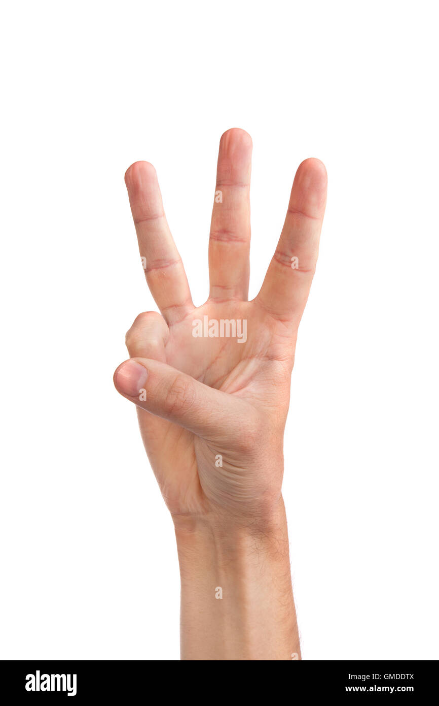 Geste de la main compte doigt trois signe Banque de photographies et d ...