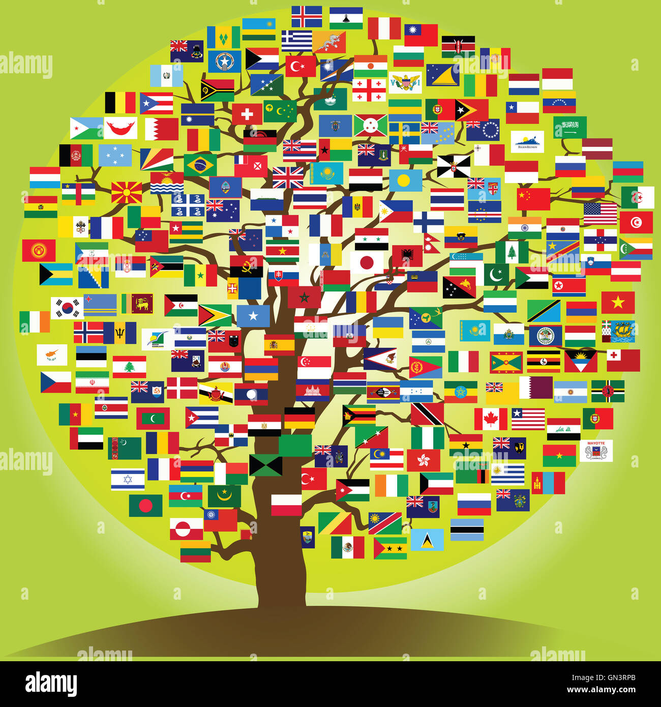 Arbre de la paix avec tous les drapeaux du monde Photo Stock - Alamy