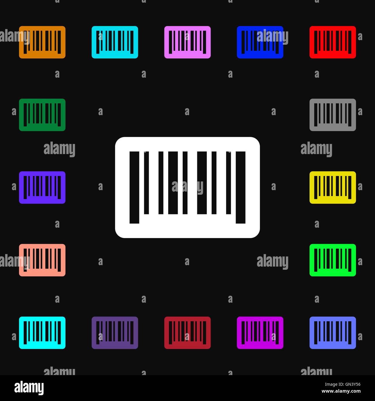 L'icône de codes-barres signe. Beaucoup de symboles colorés pour votre ...