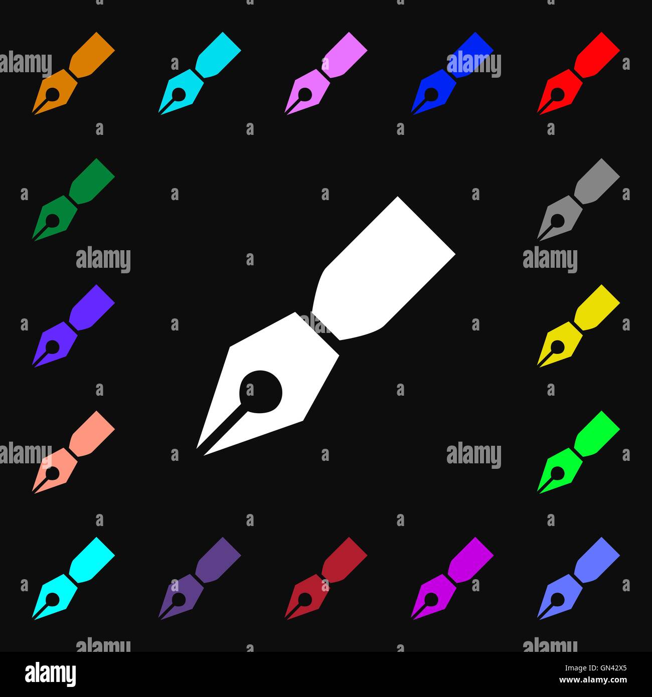 L'icône Stylo signe. Beaucoup de symboles colorés pour votre conception ...