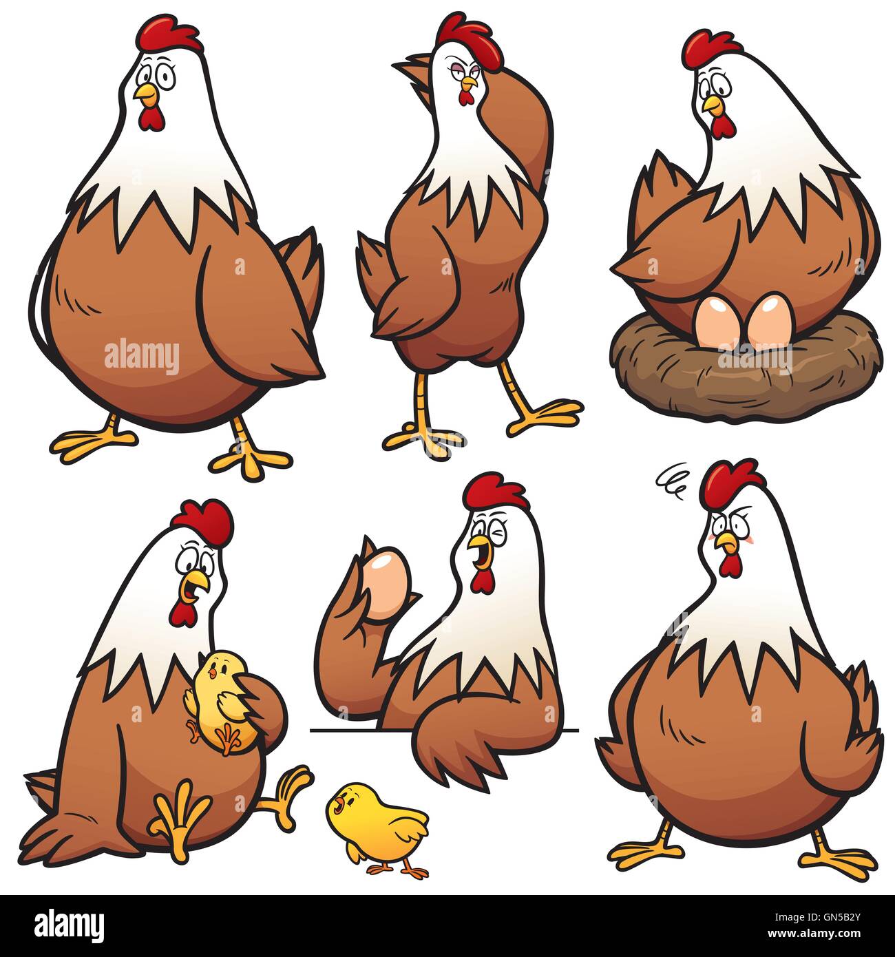 Cartoon Vector illustration de caractères poule Image Vectorielle Stock ...