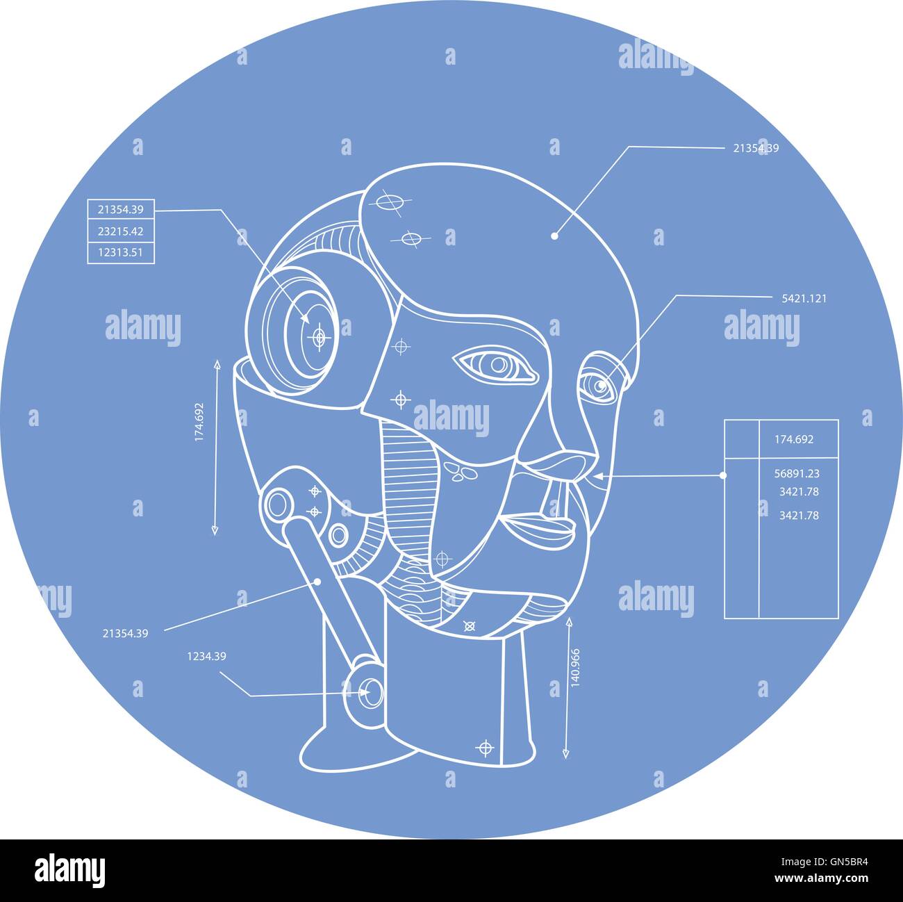 La tête du robot Dessin technique Image Vectorielle Stock - Alamy