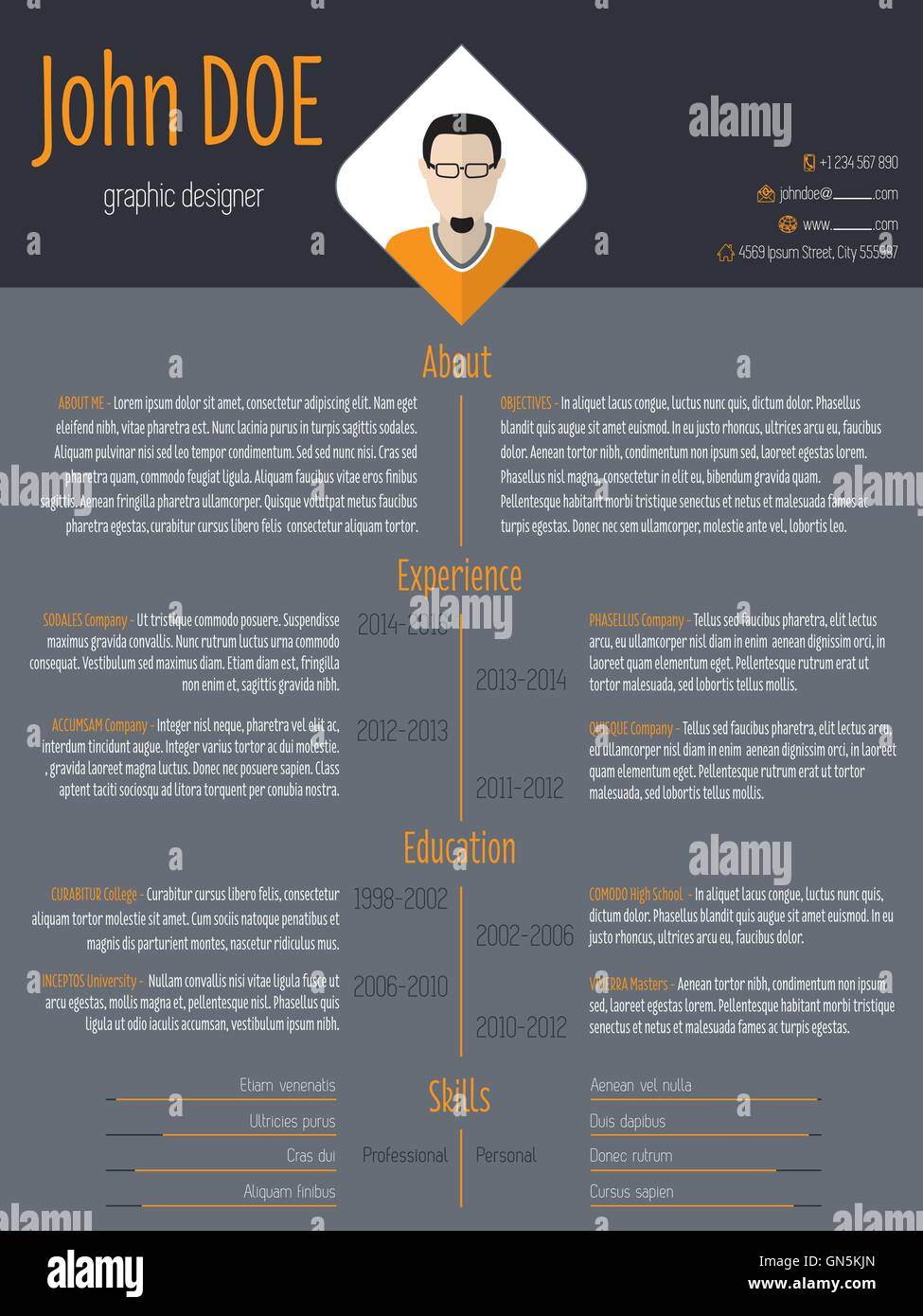 Cool curriculum vitae cv resume Banque d'images vectorielles - Alamy