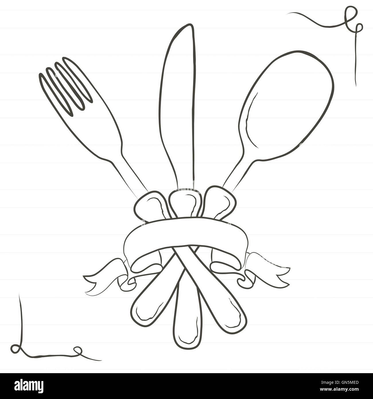 Vecteur de dessin de couverts vintage Banque de photographies et d ...